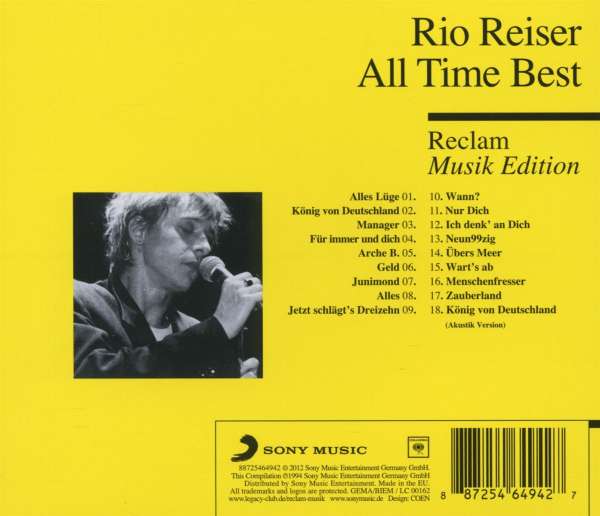 Osta Rio Reiser - All Time Best - Reclam Musik Edition (CD) levy ...