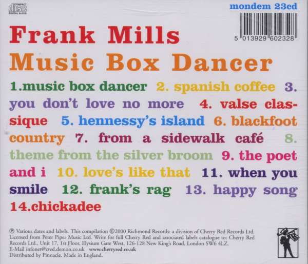 Osta Frank Mills - Music Box Dancer (CD) levy netistä – SumashopFI